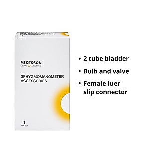 McKesson LUMEON Replacement Blood Pressure Cuff with Bulb and Valve, Nylon Cuff, 2-Tube Bladder, Burgundy, Adult Large, Gauge Not Included, 15 Count