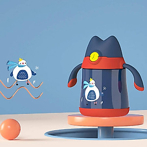 AINAAN Stainless Steel Travel Mug Thermos Kids Flask Thermal Cup BPA Free with Straw Water Bottle 350ml （Blue）