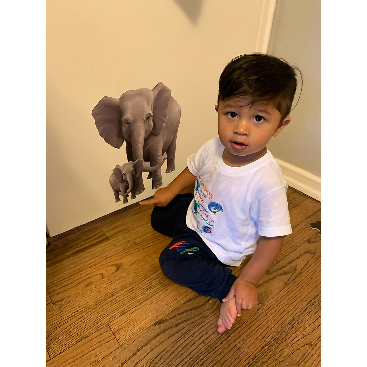 Jungle Animal Wall Decals for Kids Rooms Safari Decor Idea Lion Gorilla Koala Panda Vinyl Art Stickers Bedroom Toddlers Playroom Decoration Birthday Gift (Elephant)