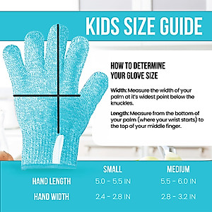 TruChef Kids Cut Resistant Gloves (Ages 4-8) - Aqua - Maximum Kids Cooking Protection| Safe hands from Real Kitchen Knives and Tools