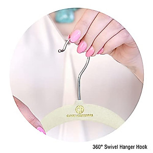 Closet Accessories Velvet Hangers 50 Pack, Sturdy Heavy Duty Felt Hangers 50 Pack, w/ 360° Swivel, Thin Hangers Non-Slip Velvet, No Shoulder Bumps Hangers, Flocked Hangers with Cascading Hooks, Ivory