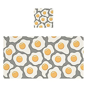 JIPONI Cute Fried Eggs Cotton Towel Set of 2, 1 Bath Towel 1 Washcloth Soft and Highly Absorbent Towels for Bathroom Hotel Spa Gym Decor