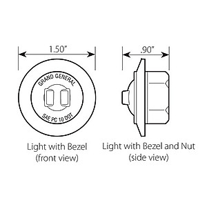 GG Grand General 87061 Amber 1" Mini Wide Angle Single LED Marker Sealed Light with Clear Lens and Chrome Plastic Bezel, Amber/Clear