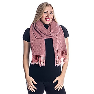 Noble Mount 'Toasty' Warm Soft Premium Winter Scarf - Dot Pattern - Dusty Pink