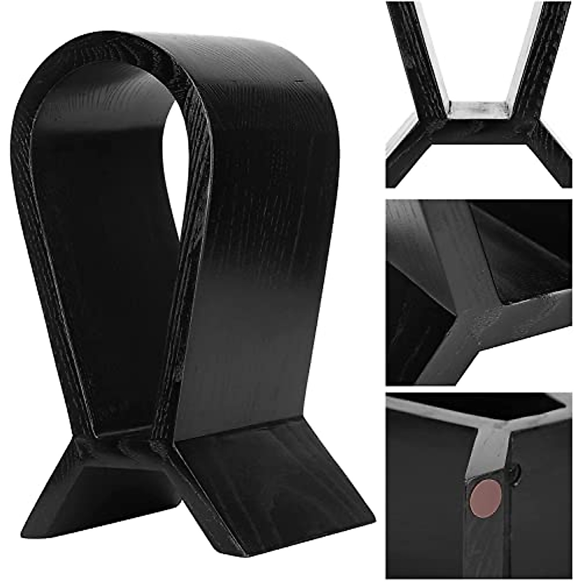 ANIIC Headset Stand Wooden Earphone Stand Gaming Headphone Display Holder Classical Headset Stand Craft For Headset Cable,Mobile Phone Headphone Stand ( Color : Black )