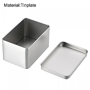 uxcell Metal Tin Box, 4.21" x 2.87" x 2.36" Rectangular Empty Tinplate Containers with Lids, Silver Tone, for Home Organizer, Candles, Gifts, Car Keys, Crafts Storage