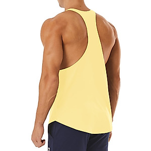 ROWILUX Men's Workout Quick Dry Soft Gym Bodybuilding Stringer Tank Tops (M, Yellow)