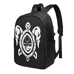 ZEYUANKA Guam Seal In A Tribal Turtle Backpack,Unisex Lightweight Travel Laptop Backpack 17 in Bookbag Daypack