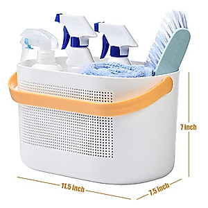 ALINK Plastic Shower Caddy Basket with Handle, Portable Bathroom Storage Organizers Cleaning Caddy for Bath Toy, Kitchen, College Dorm - Yellow