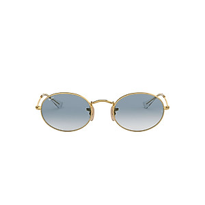 Ray-Ban RB3547N Oval Flat Lens Sunglasses, Gold/Clear Gradient Blue, 51 mm