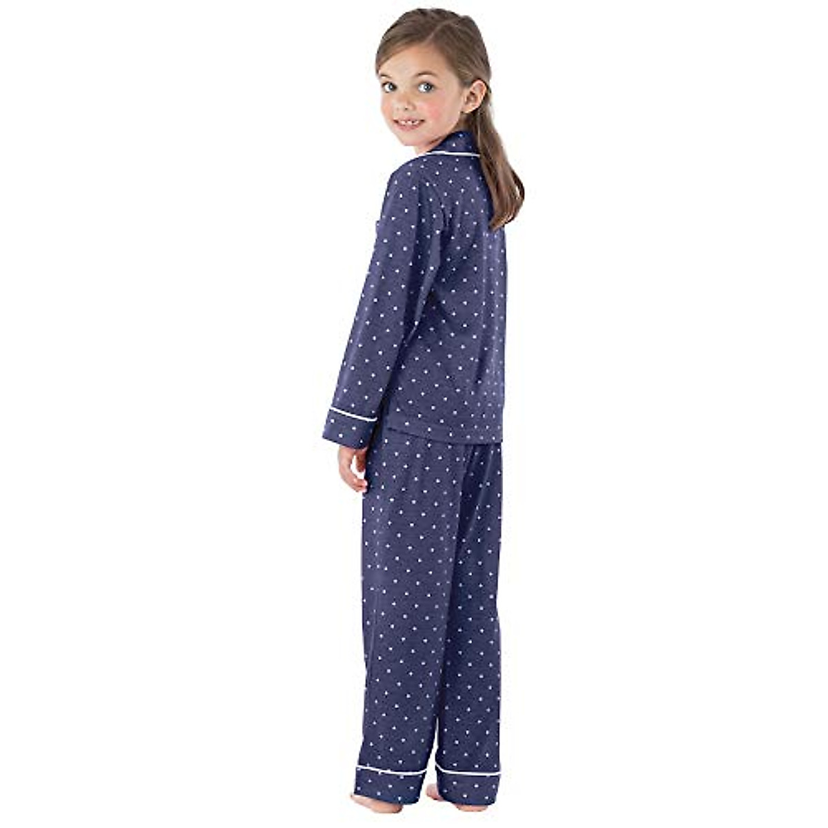 PajamaGram Boy Pajamas - Girl Pajamas, Navy Polka Dot, 12