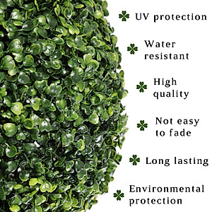 Gobograss Artificial Plant Topiary Ball - 2pcs 13.8 inch 3 Layers Milan Grass Ball for Home Garden Wedding Party Decoration Environmental UV Protected Faux Boxwood Decorative Ball (13.8in)