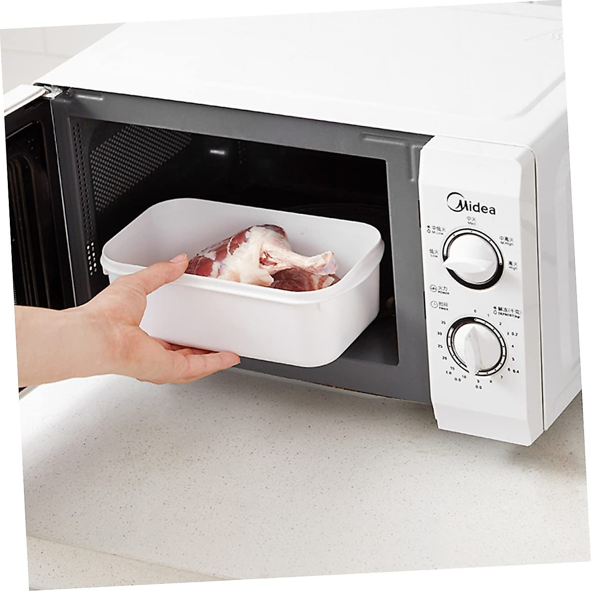 VOSAREA White Storage Bin 8 Pcs Food Storage Box Fridge Storage Containers Refrigerator Storage Bins Kitchen Storage Containers Food Prep Containers