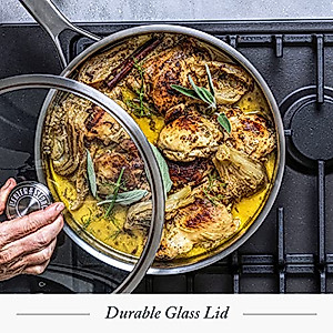 Merten & Storck Tri-Ply Stainless Steel 3QT Saucepan Pot with Lid, Professional Cooking, Multi Clad, Measurement Markings, Drip-Free Pouring Edges, Durable Glass Lid, Induction, Oven & Dishwasher Safe