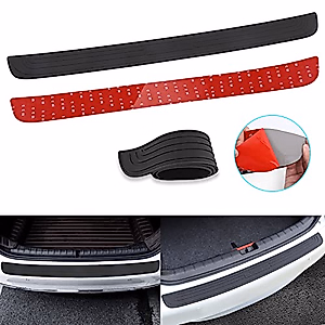 GZRUICA Rear Bumper Protector Guard Trunk Rubber Protection Strip Rubber Scratch-Resistant Trunk Door Entry Guards Car Accessory for SUV/Cars - Universal Sports Full Black with Full 3M Tape Pack-1