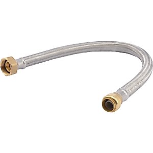 SharkBite 3/4 Inch x 1 Inch FIP x 24 Inch Stainless Steel Braided Flexible Water Softener Connector, Push To Connect Brass Plumbing Fitting, PEX Pipe, Copper, CPVC, PE-RT, HDPE, U3086FLEX24LF