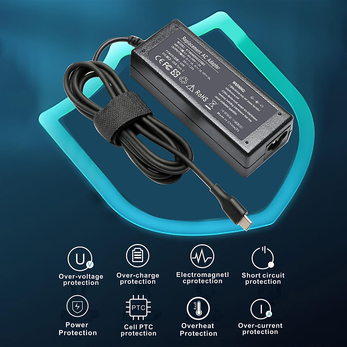 65W USB C Laptop Charger for Lenovo Thinkpad/Yoga/Chromebook Dell Latitude 5000 5420 e5430 7420 2in1 Chromebook 3100 HP Spectre x360, Envy, Chromebook, Elitebook x360, Elite x2 Google Charger Pixel