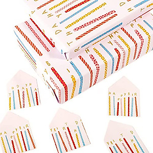 CENTRAL 23 - Happy Birthday Wrapping Paper - 6 Gift Wrap Sheets - Bday Candles - For Men Women Boys Girls - Made in the UK - Recyclable