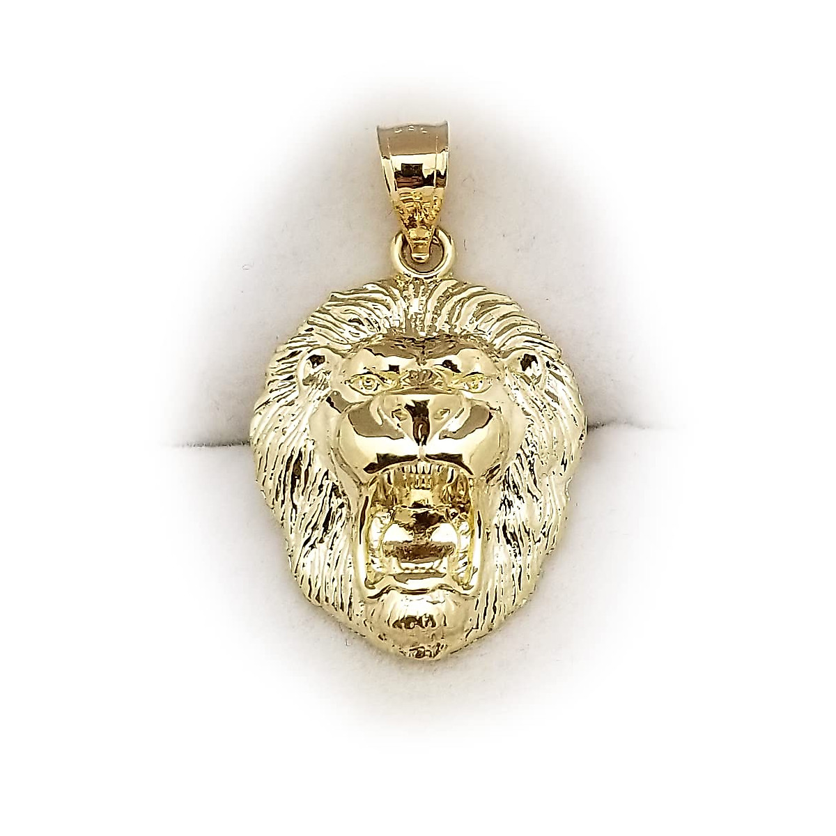 AMZ Jewelry 10K Yellow Gold Lion Head Charm Lion Pendant 1.0 inch