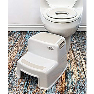 Dual Height 2 Step Stool for Kids | Slip Resistant Soft Grip Toddler's Stool for Potty Training and Use in The Bathroom or Kitchen | BPA Free for Comfort and Safety (2 Pack, Grey)