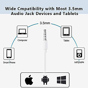 LovinFive Earbuds Headphones with Microphone, Wired Stereo Earphones, 3.5mm Jack in-Ear Headphones with Built-in Mic for Smartphones, Computer Laptop, iPod, iPad, MP3 Players