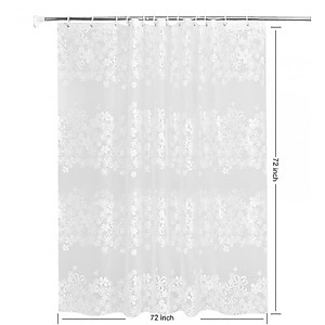 TIKABC Frosted Flower Shower Curtain Liner, 5G PEVA Shower Liner, Non-Toxic Odor Free Plastic Waterproof Shower Curtains, 72x72 inch with Grommet Holes 3 Magnetic Weights