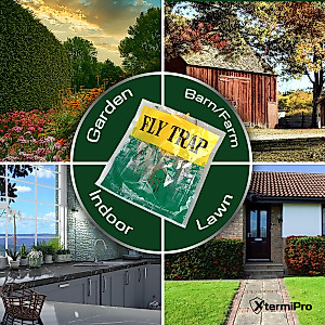 Fly Bags 4 Pack | Disposable Fly Traps Outdoor | Effective Fly & Fruit Fly Catcher | Fly Trap Indoor | trampa para moscas | for Backyards, Patios, Barns and Stables