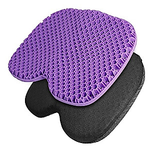 Vedozo Gel Seat Cushion for Office Chairs, Car Seat Cushion for Long Sitting, Wheelchair Pads for Tailbone Pressure Relief Butt & Back Pain, Purple/Black, (ZD020)