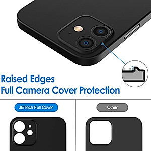 JETech Ultra Slim (0.35mm Thin) Case for iPhone 12, 6.1-Inch, Camera Lens Cover Full Protection, Lightweight, Matte Finish PP Hard Minimalist Case, Support Wireless Charging (Black)