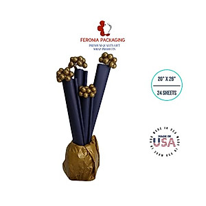 Navy Blue Tissue Paper Squares, Bulk 24 Sheets, Premium Gift Wrap and Art Supplies for Birthdays, Holidays, or Presents by Feronia packaging, Large 20 Inch x 26 Inch