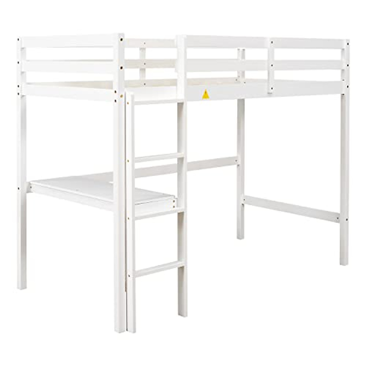 HomSof Twin Loft Bed with Built-in Desk,White