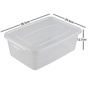 Drephia 4 Packs Plastic Storage Bins with Lids and Latch, Stackable Storage Organizer Containers Box, Clear, 14 L