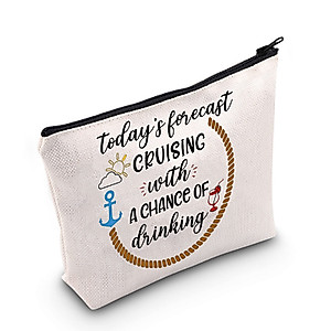 POFULL Cruise Themed Gift Cruise Boat Cocktails Friends Groups Cruise Cosmetic Bag (forecast Cruising)