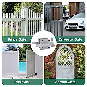 JUBEST Double Side Gate Latches, Heavy Duty Gate Latch Outdoor Fence Gate Hardware for Wooden Gates, Pool Gate, Backyard, Garden Gate, Silver