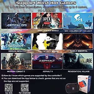 Mobile Gaming Controller for iPhone iOS Android Wireless Gamepad Joystick - One-Handed Mobile Gamepad - Magnetic Storage - Call of duty- Direct Play
