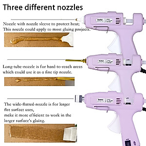 Full Size Hot Glue Gun with 60W/100W/OFF Switch, 9.8ft Extra-long Power Cord Industrial Glue Gun with 2 Nozzles, 15 Glue Stick, Dual Power High Temp Hot Melt Glue Gun Large with Case for Craft, Purple