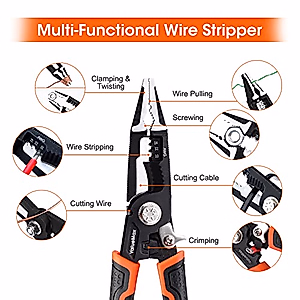 ValueMax 6-in-1 Wire Stripper, 8.5" Wire Stripper and Crimping Tool, CR-V Multifunctional Professional Wire Stripper Cutter for Electric Cable