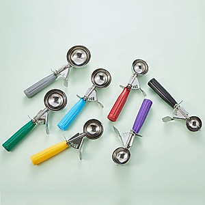 Portion Scoop - #16 (2 oz) - Disher, Cookie Scoop, Food Scoop - Portion Control - 18/8 Stainless Steel, Blue Handle