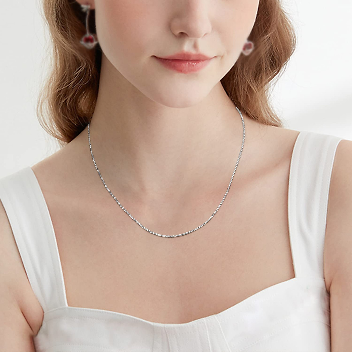 Jewlpire 925 Sterling Silver Chain Necklace Chain for Women 1.1mm Cable Chain Necklace Upgraded Spring-Ring Clasp - Thin & Sturdy - Italian Quality 18 Inch