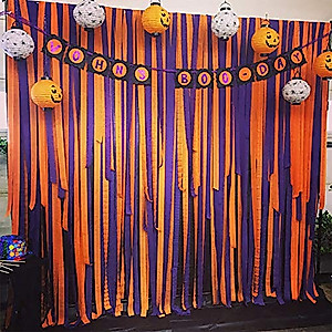 8 Rolls Orange Crepe Paper Streamers, Wedding Birthday Baby Shower Party Decoration, Rainbow DIY Supplies, Living Room Bedroom Decor