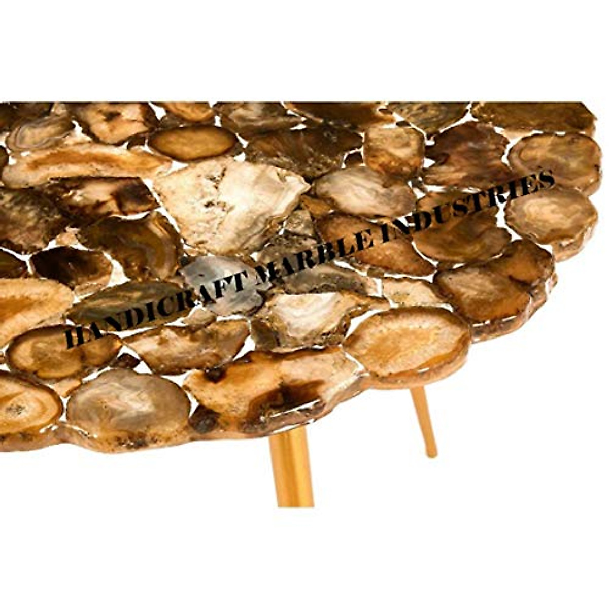 Natural Brown Agate Stone Round Wavy Edge Shape Coffee Table Top, Natural Brown Agate Stone Centre Table Top, Brown Agate Flower Shape Dining Table Top, Piece Of Conversation, Family HeirLoom