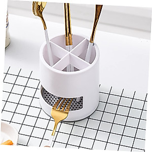 SHOWERORO 1pc Cutlery Storage Container Kitchen Utensil Holder Chopsticks Holder Desktop Stand Plastic Utensil Plastic Cutlery Tray Utensil Organizer White Abs To Open Manager