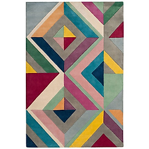 SAFAVIEH Fifth Avenue Collection 4' x 6' Grey/Multi FTV112A Handmade Mid-Century Modern Abstract Wool Area Rug