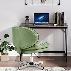 MCombo Swivel Accent Chair with Height Adjustment, Upholstered Desk Chair for Living Room Office 4473 (Green, 4-Star Base)