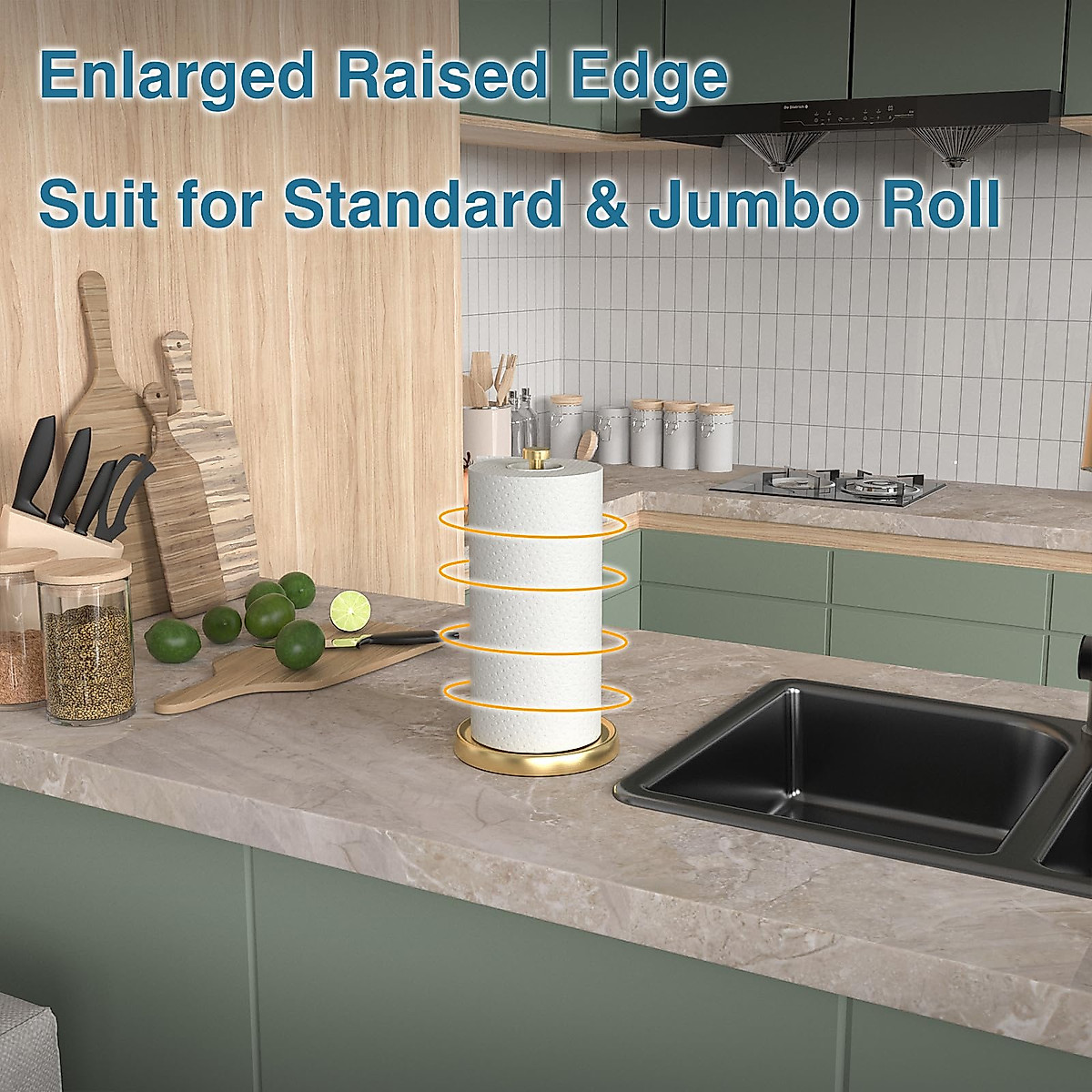 Swaitee Paper Towel Holder, Easy Tear Wall Mount Under Cabinet