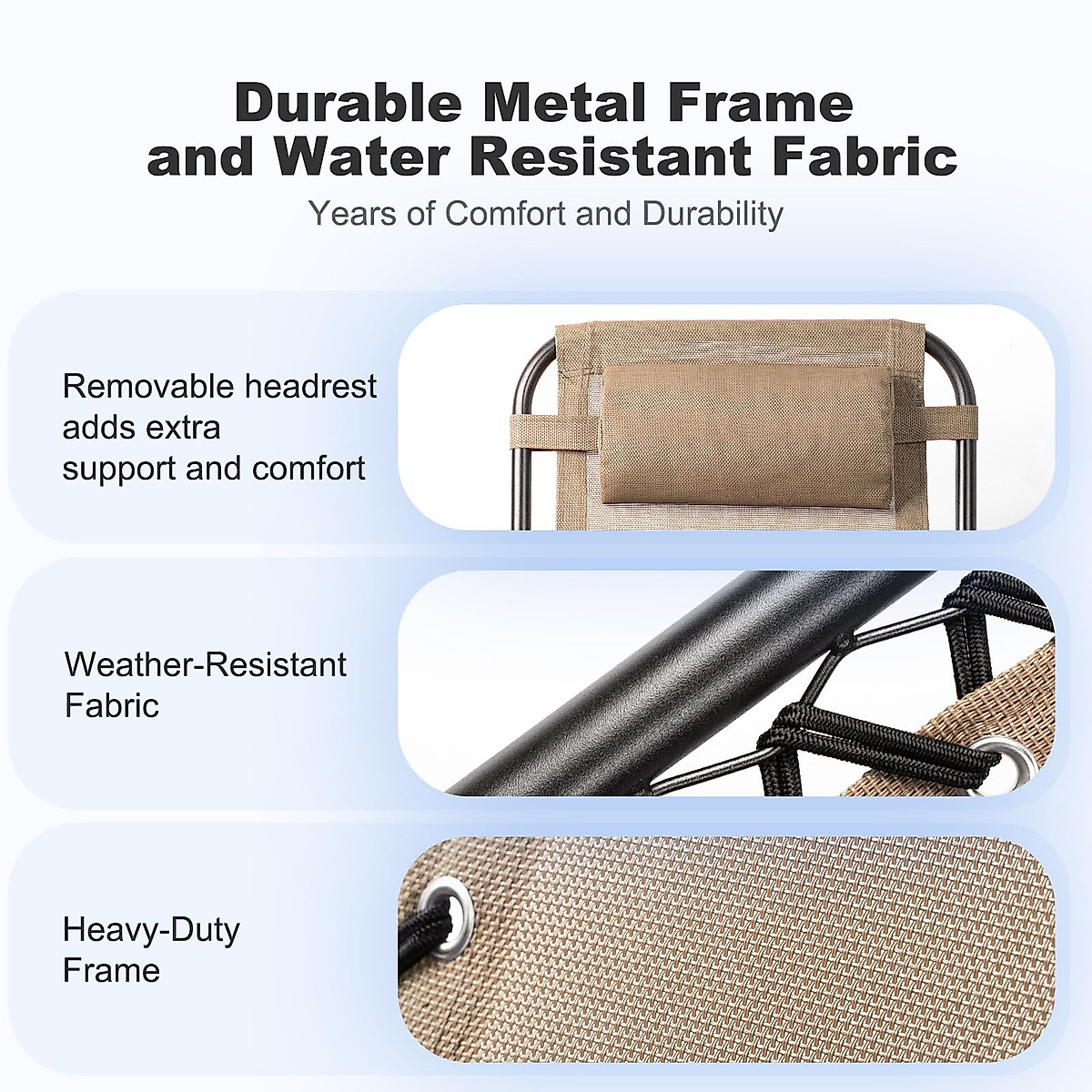 Nazhura Set of 2 Relaxing Recliners Patio Chairs Adjustable Steel Mesh Zero Gravity Lounge Chair Beach Chairs with Pillow and Cup Holder Khaki (Kahki)