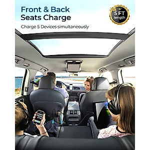 USB C Car Charger, 78W JOYROOM Fast Car Charger 5 Multi Port Cigarette Lighter USB Adapter, PD3.0&PPS Double Type C Adapter, QC3.0 Car Cell Phone Charger Fast Charge for iPhone 14/13 Samsung Android