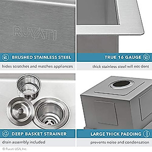 Ruvati 15 x 20 inch Workstation Drop-in Topmount Bar Prep RV Sink 16 Gauge Stainless Steel - RVH8210