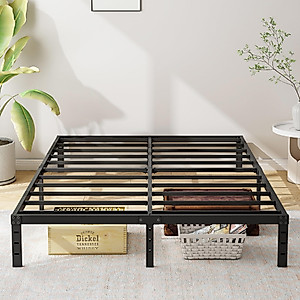 Cieemine 12 Inch California King Bed Frame, Heavy Duty Metal Cal King Bed Frame, No Box Spring Needed, Easy Assembly, Noise-Free, Black