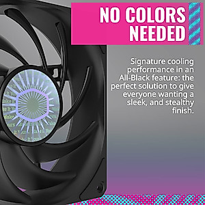 Cooler Master SickleFlow 92 All-Black Square Frame Fan, Air Balance Curve Blade, Sealed Bearing, 92mm PWM Control for Computer Case & Air Coolers